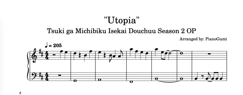 Tsuki ga Michibiku Isekai Douchuu Season 2 OP - "Utopia" - EASY Piano ...