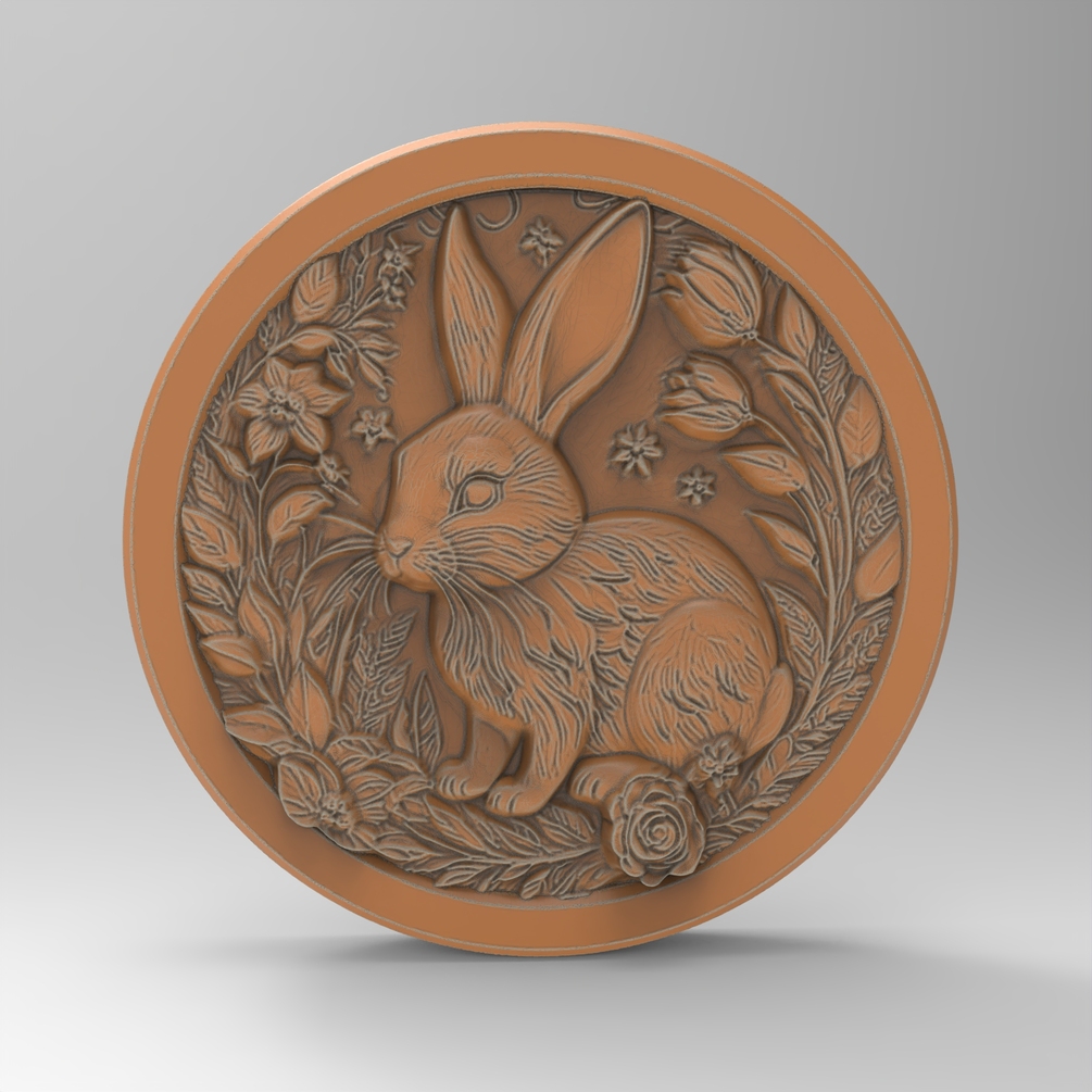 Floral Rabbit Medallion 3D Model | STL File for CNC and 3D Printing ...