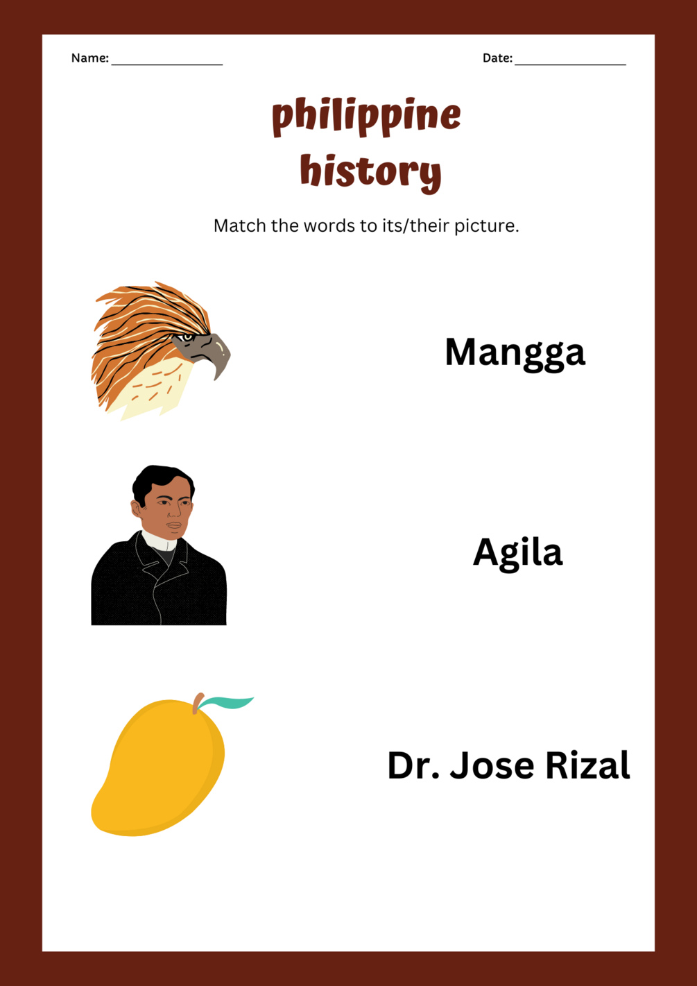 Simple Worksheet Philippine history