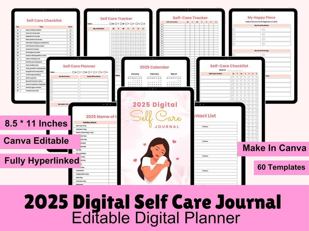 2025 Self Care Planner, Self-Care Planner Printable, Self-Love Journal ...