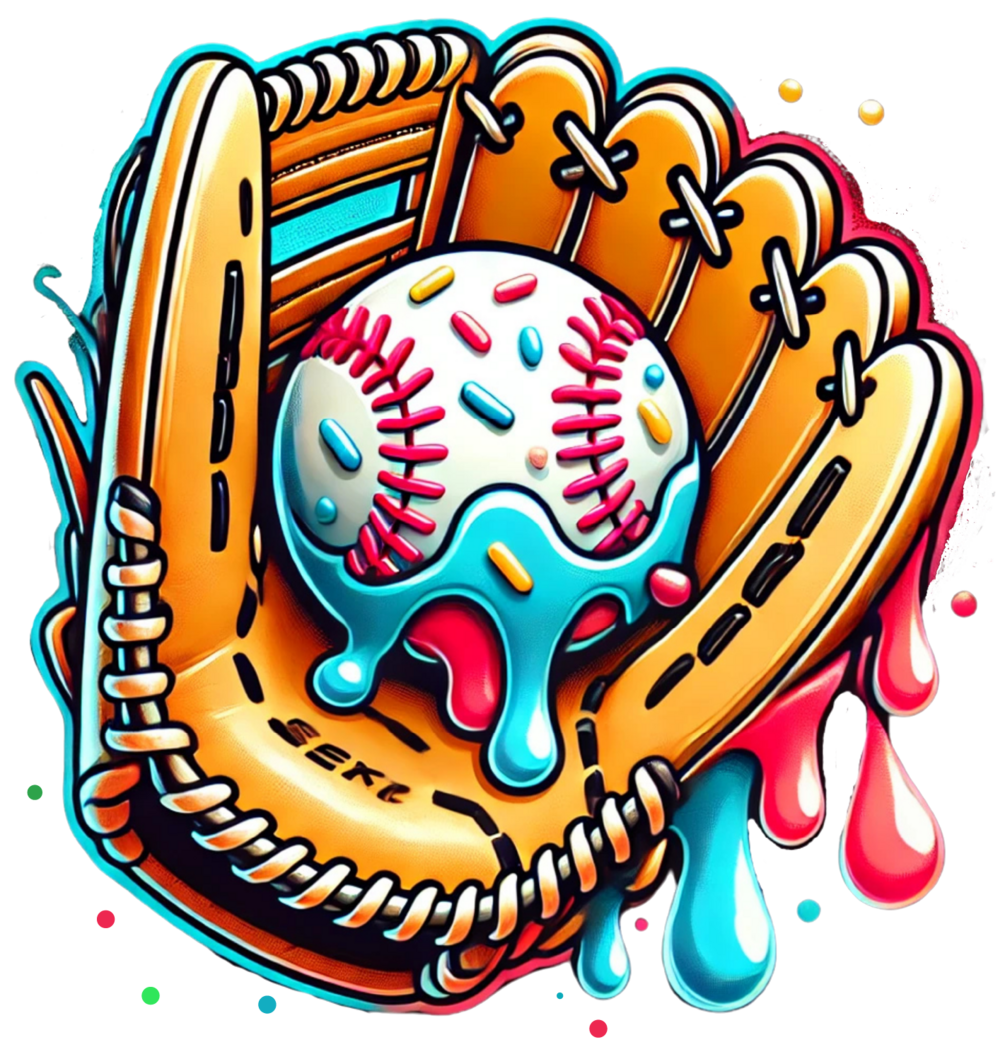 Baseball Drip Ice Cream Drip Baseball Glove Graphic