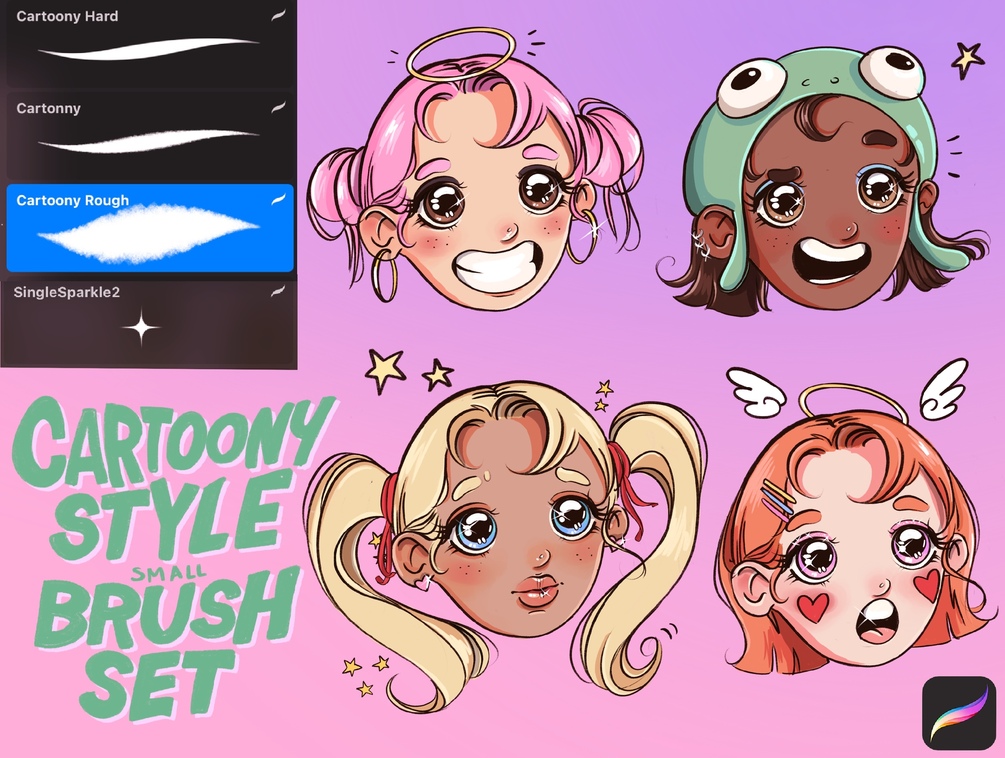 CARTOONY BRUSH SET+TUTORIAL VIDEO