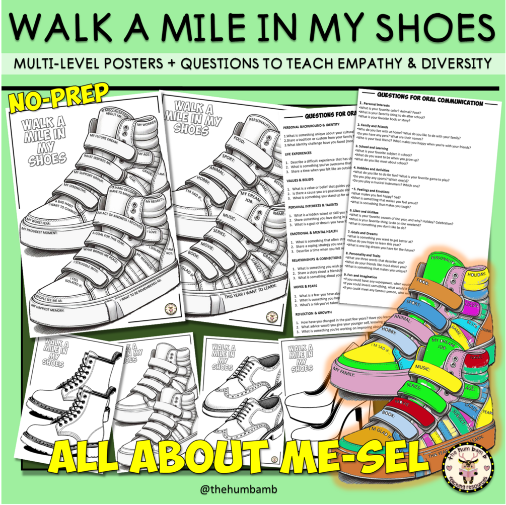 WALK A MILE IN MY SHOES SEL ACTIVITY EMPATHY DIVERSITY PRIMARY AND ...