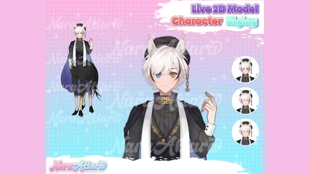 Vtuber Model and Rigging Anime Black Horse Boy Premade, Live2d ready to ...