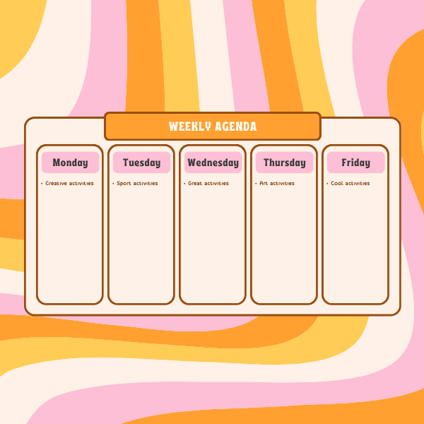 Orange Groovy Retro Daily Agenda Presentation