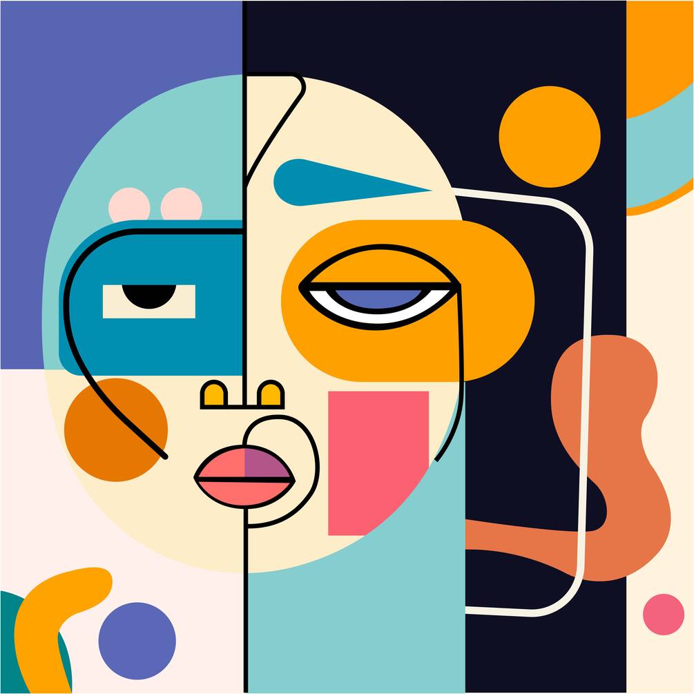 Flat design portrait with abstract shapes 21