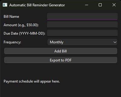 Bill Reminder - Generate PDF