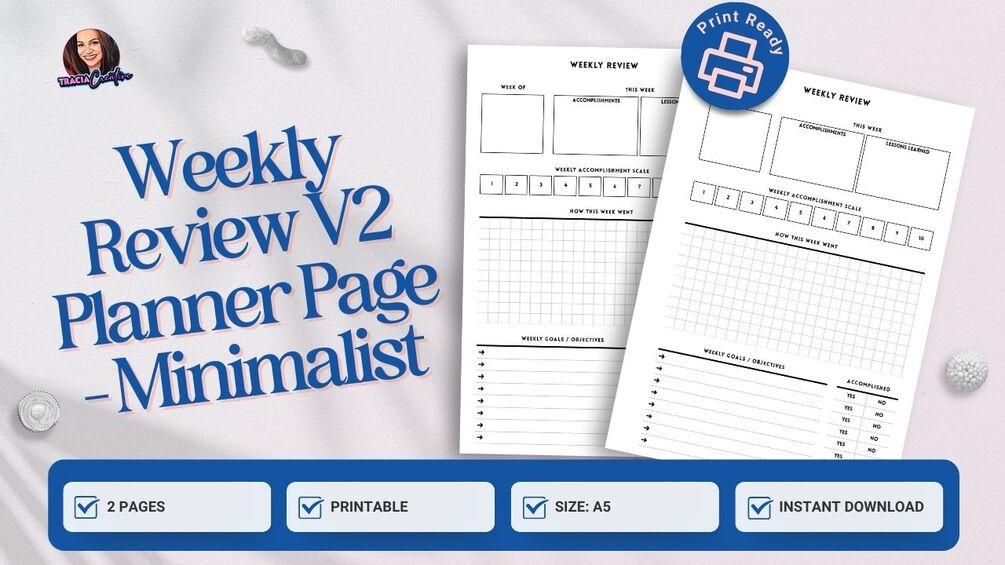 Weekly Review V2 Planner Page - Minimalist - Digital Download ...