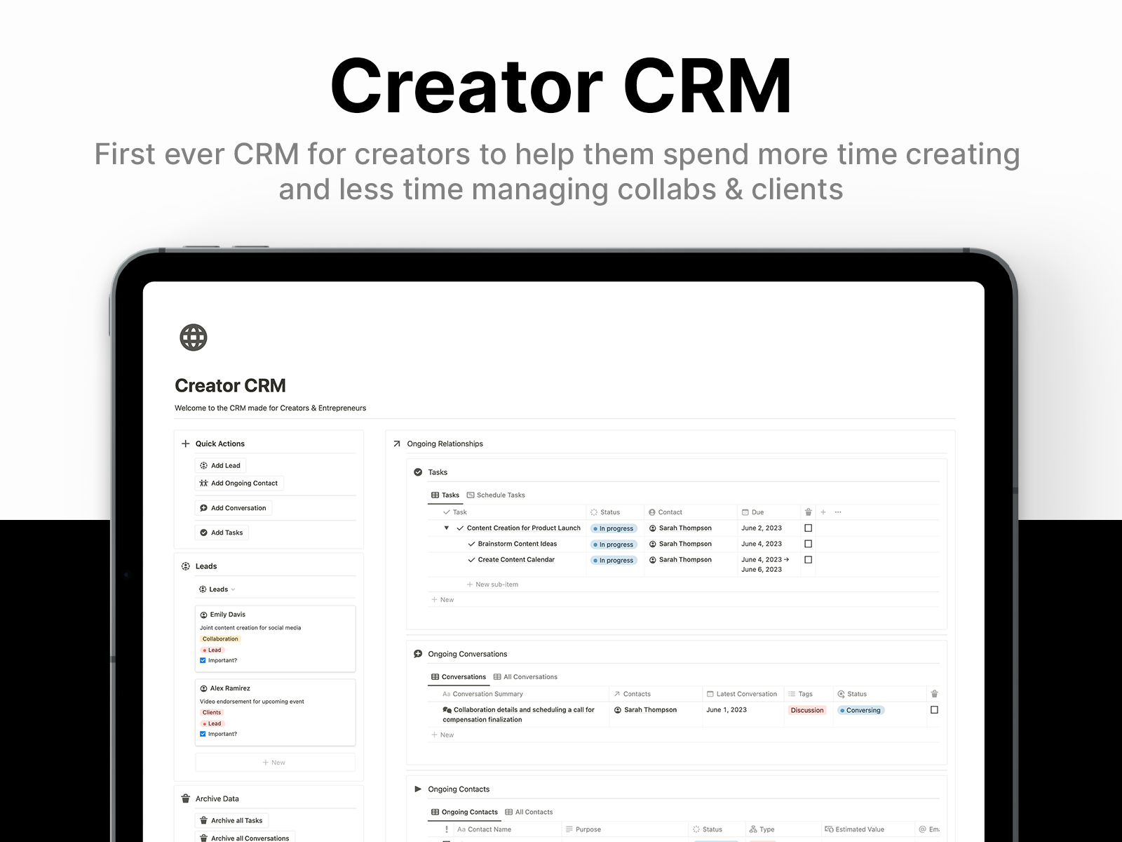 [Free Template] CRM for creators and entrepreneurs only - Atul's Notion