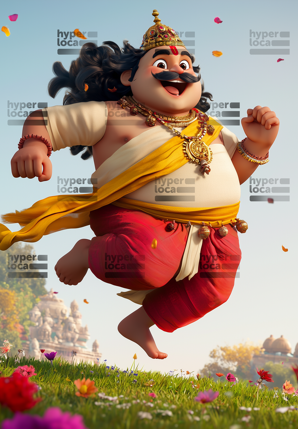 Vibrant Maveli Mahabali Stock Illustration - Onam Festival Art _s7