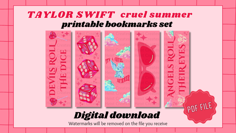 Taylor Swift printable bookmarks set