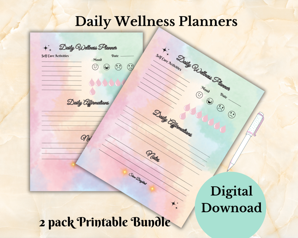 Daily Planners for Mental Health and Wellness. Daily Self-care and ...