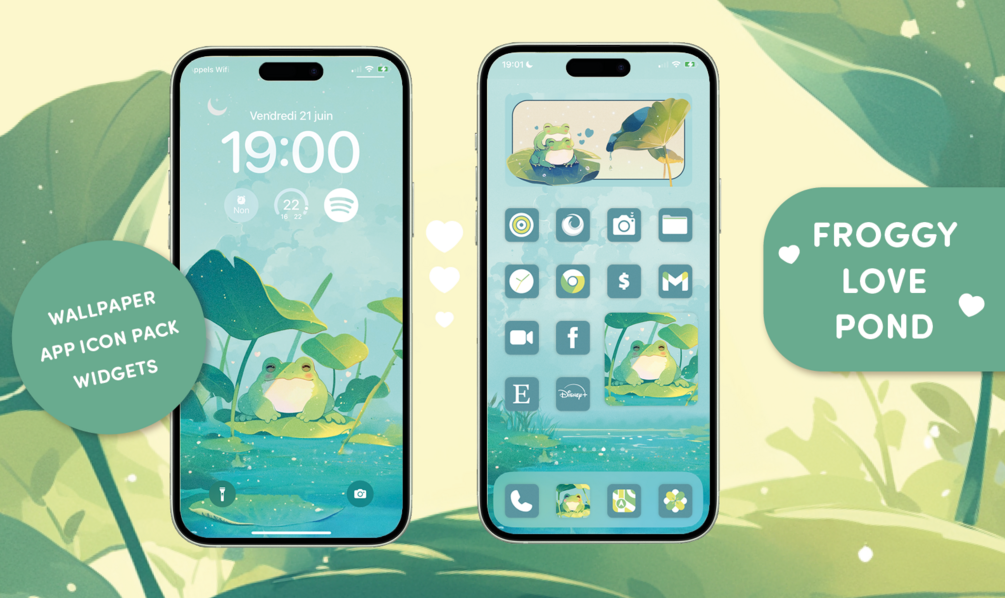 Phone theme - Froggy love pond