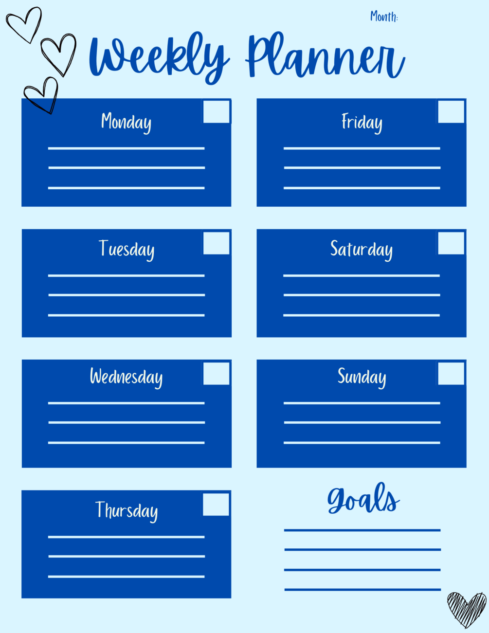 Blue Weekly Planner