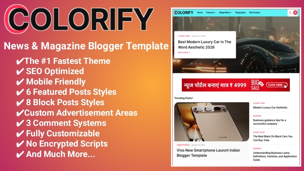 Colorify Premium Blogger Template