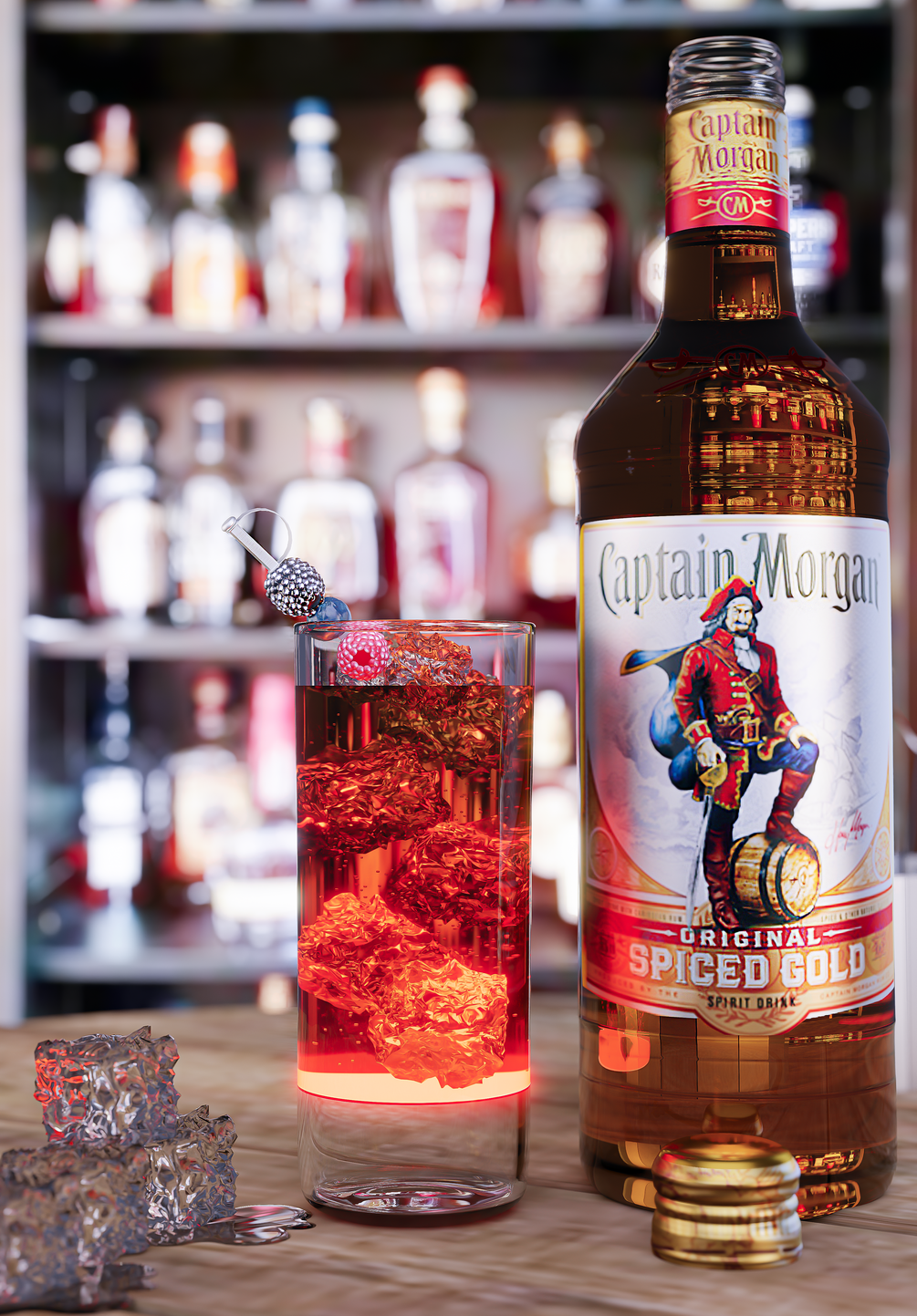 [Captain Morgan Spiced Rum and Drink]