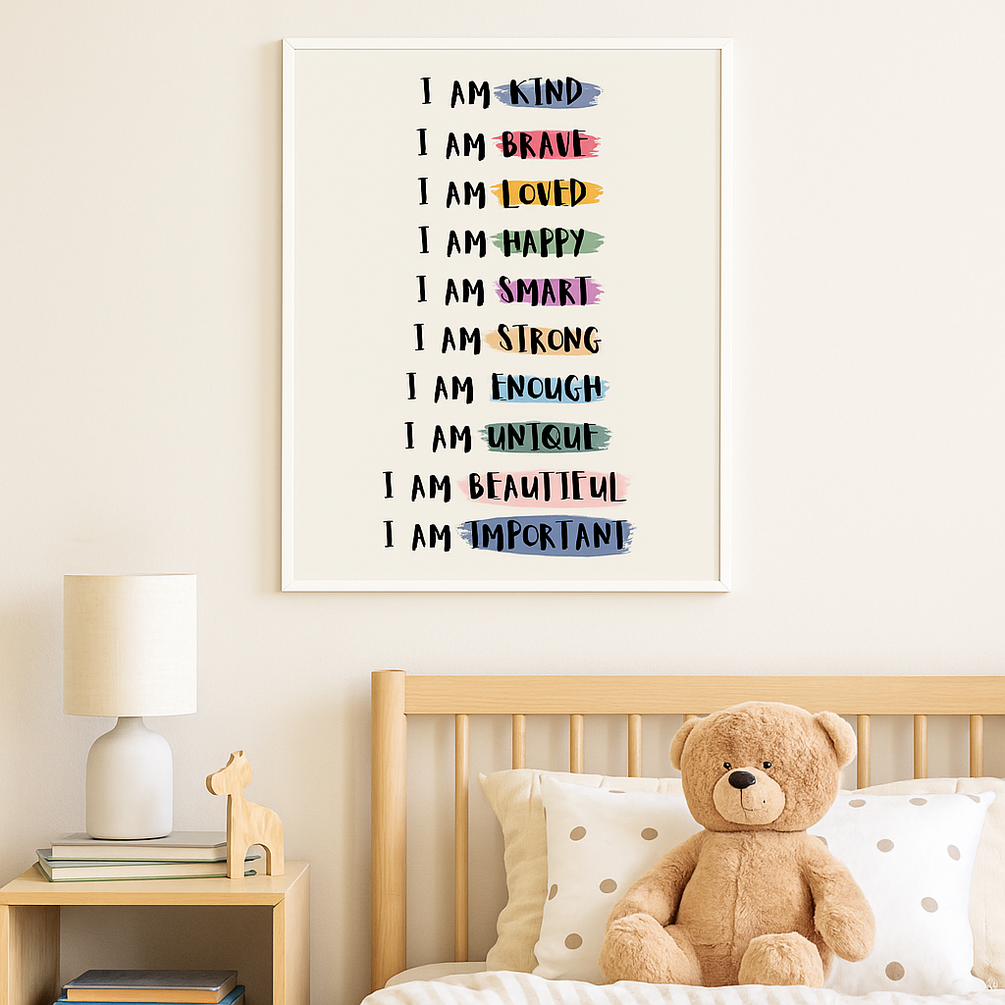 Positive Affirmations for Kids Poster, Kids Affirmations Printable ...