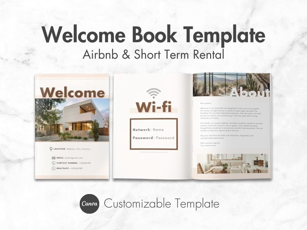 Airbnb Welcome Book Template Brown | CANVA Guest Book | VRBO Booking ...