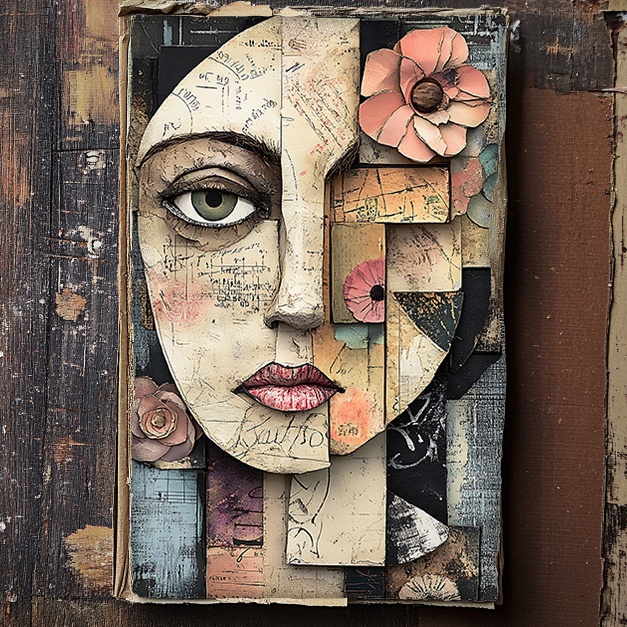 20 pc Mixed Up Abstract Face Assemblage Portrait Printable Ephemera ...