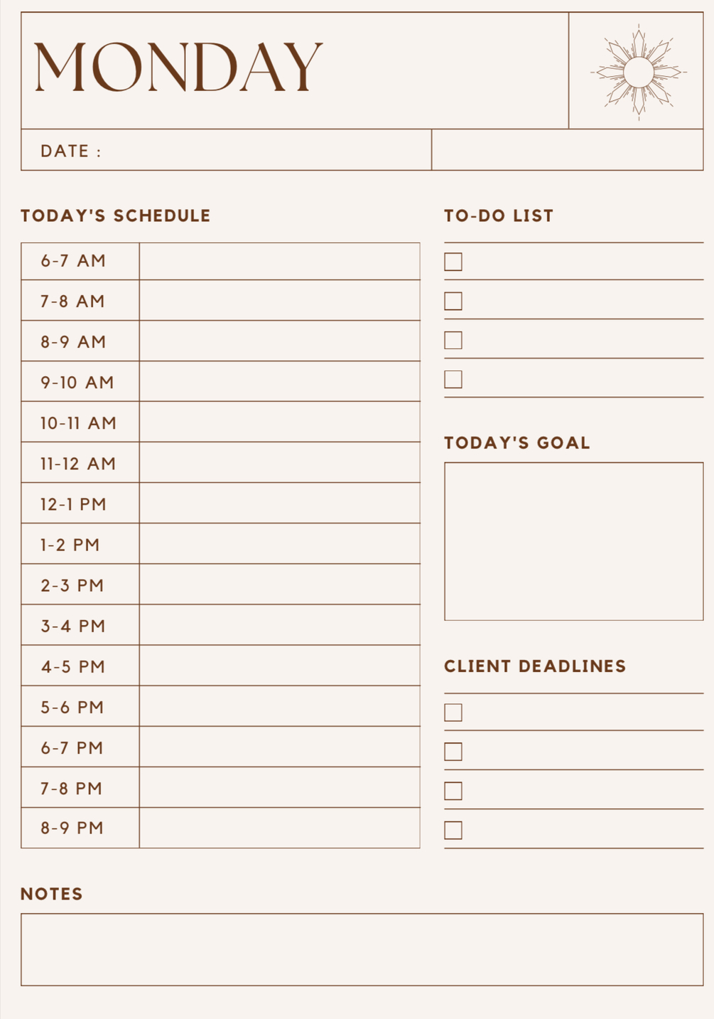 Freelancer Weekly Planner