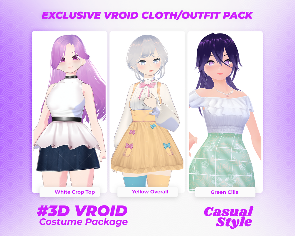 Stylish Casual Girl VRoid Outfit Pack for 3D VRoid Characters - 3D ...