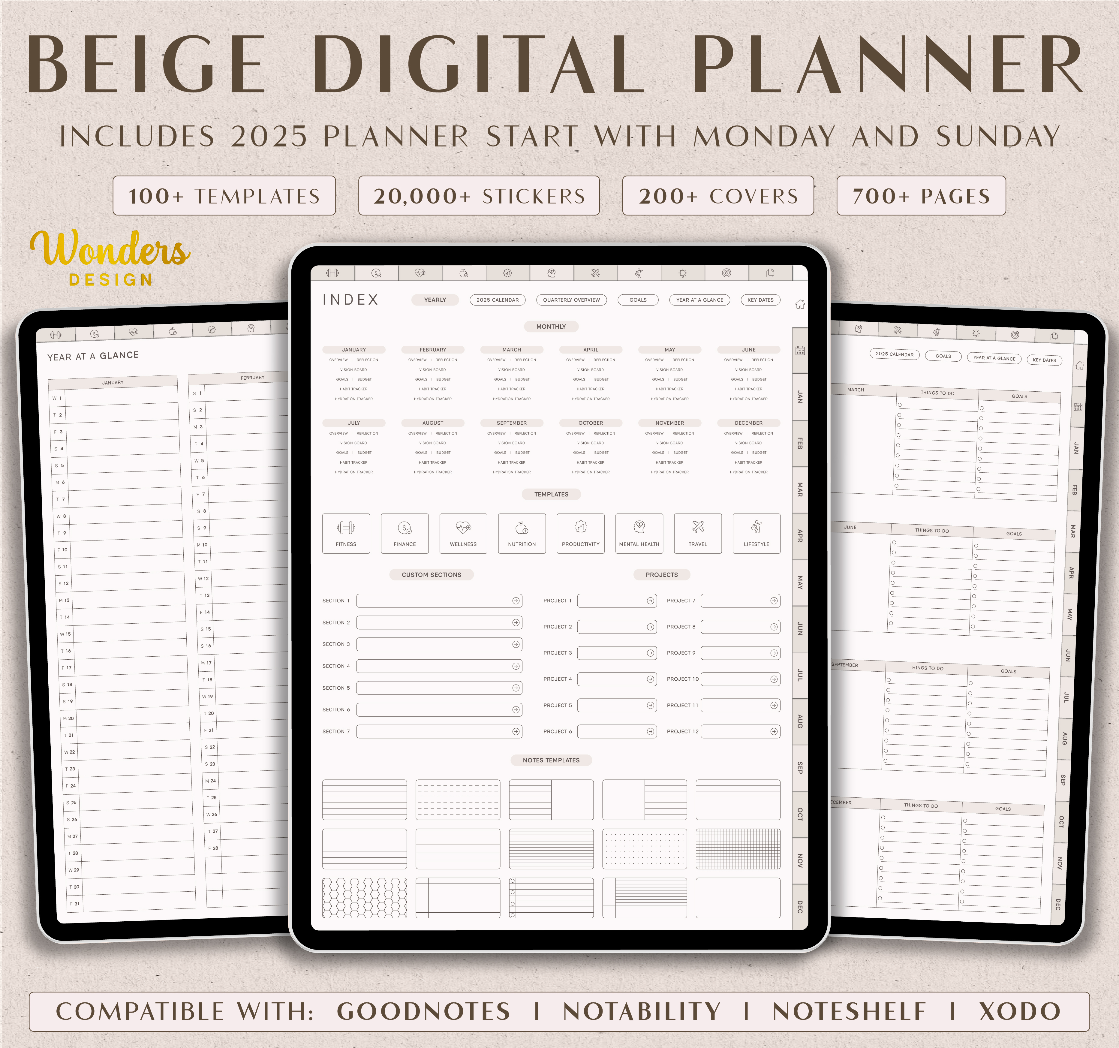 Digital Planner 2025, Digital Journal, Template