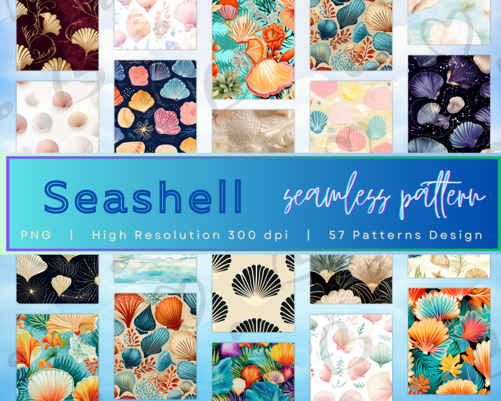 Seashell Serenity - Seamless Seashell Pattern Digital Paper | High ...