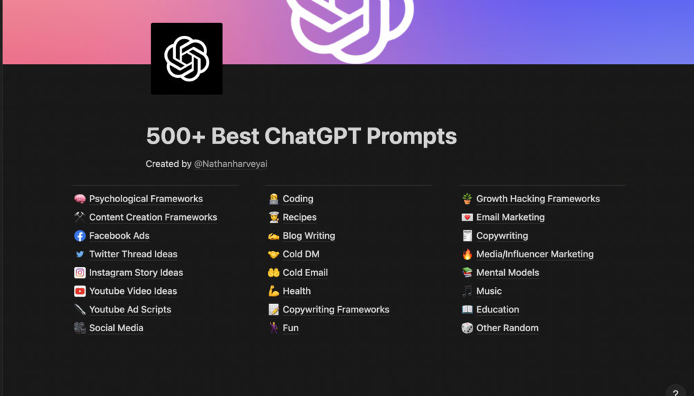 500 Brilliant Chat GPT Prompts