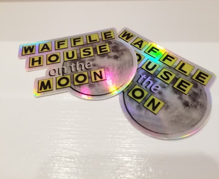 Holo Sticker - Waffle House on the Moon Logo