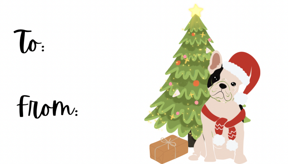 Bulldog Holiday Gift Tag Sticker Printable