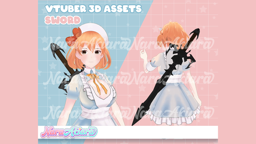 3D Vtuber Assets Shadowstrike Sword Vroid Commission, 3D assets ready ...