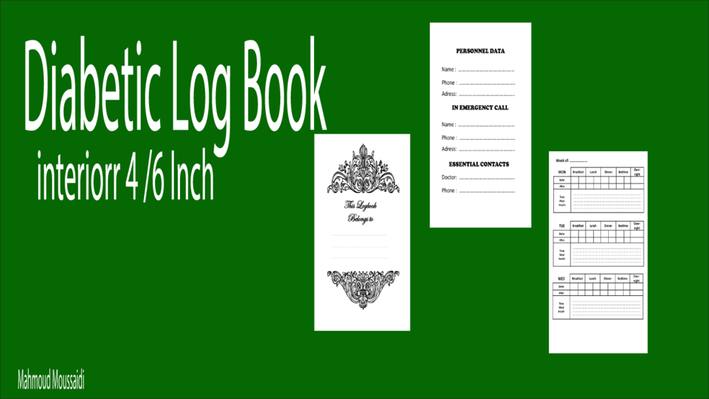 Diabetic Log book Small kdp intertior 4 6 In