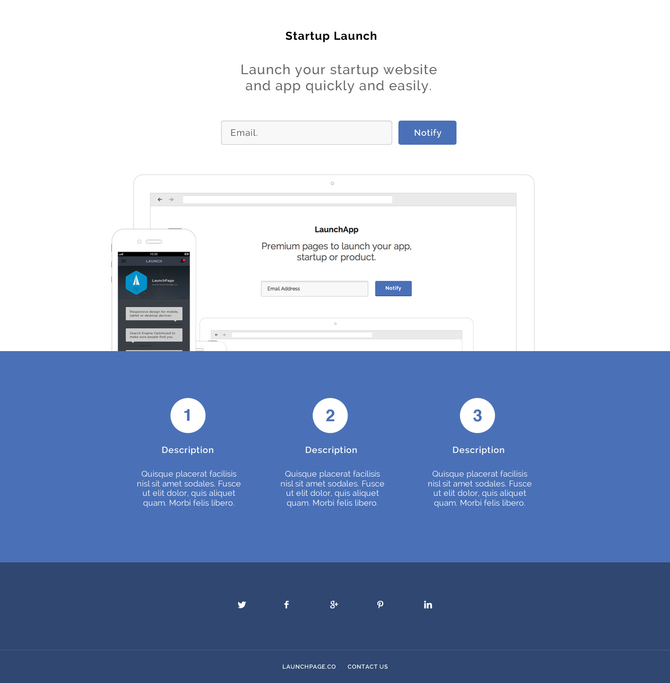 Startup Launch Page