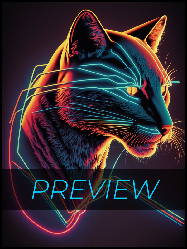 Digital Print: Panther/Puma Neon Poster (Vaporware, Synthwave, 1980s ...