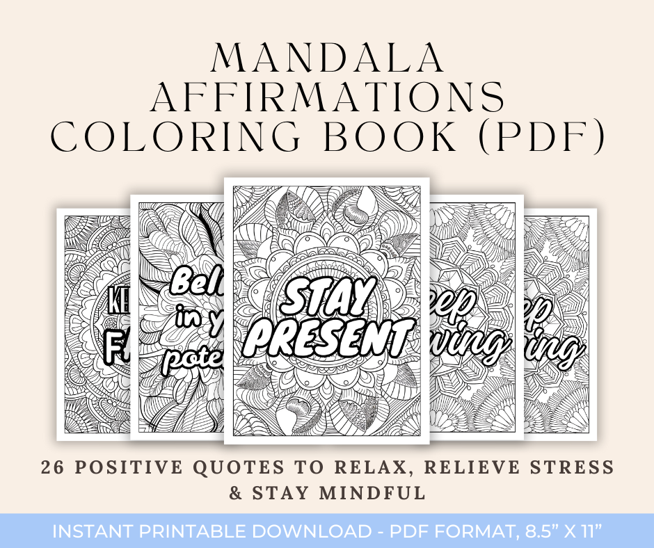 Mandala Affirmations Coloring Book (PDF) - 26 Positive Quotes to Relax ...