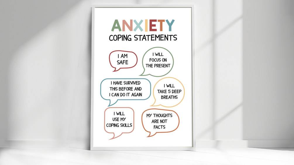 Anxiety Coping Statements. Poster to Grow and Learn