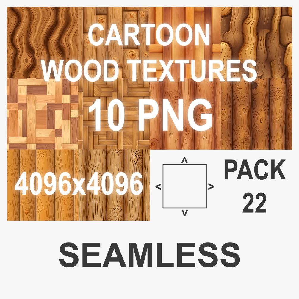 Cartoon Wood Textures Pack 22 - 10x PNG