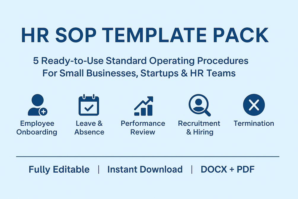 HR SOP Template Pack | 5 Editable HR Standard Operating Procedures for Small Businesses (PDF + DOC)