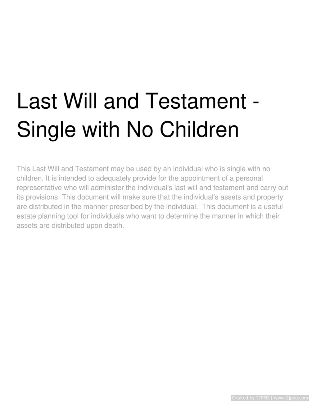 Last Will and Testament - Single with No Children