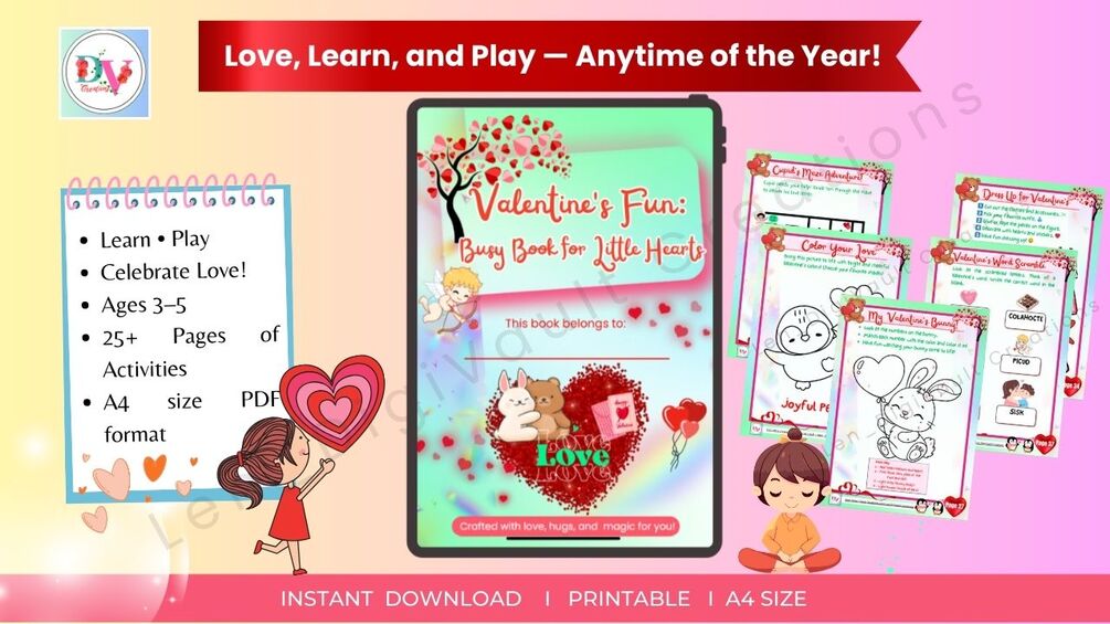 VALENTINE'S FUN: Busy Book for Little Hearts I PRINTABLE I Educational ...