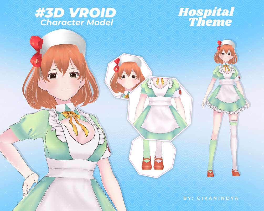3D Vroid Character, Vtuber Model Free, 3d Model, Vtuber Model, Vroid, 3D - Stand Out as a Nurse ...