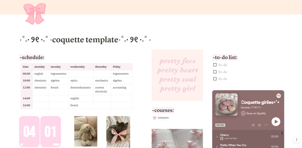 Coquette Notion Template