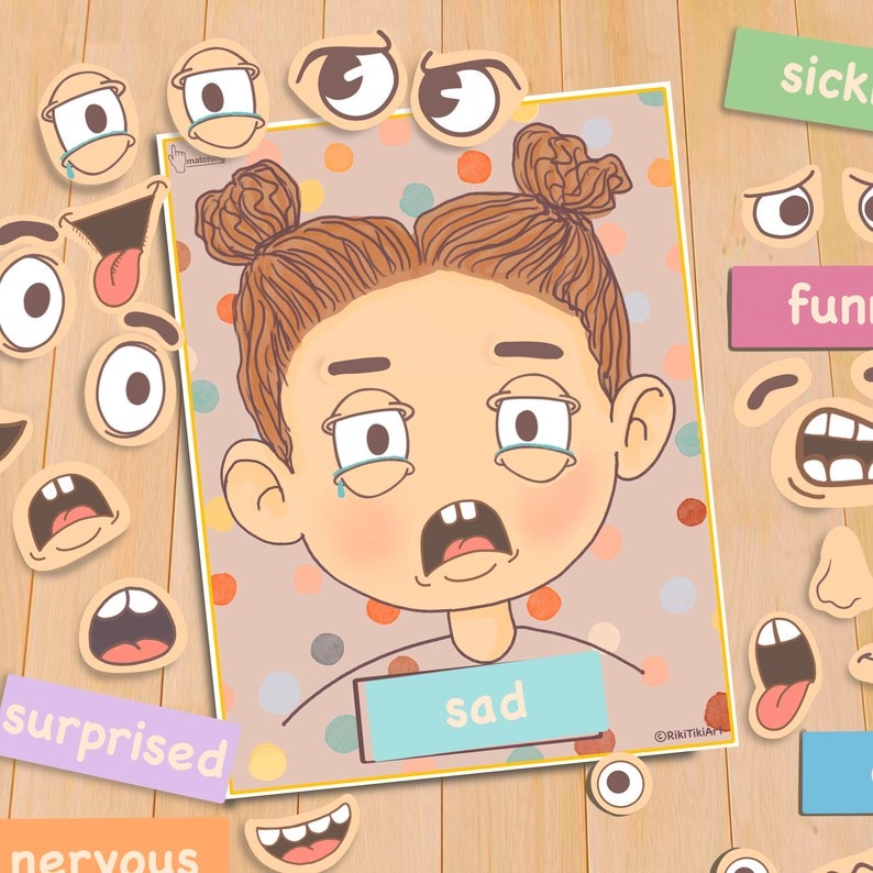 Emotions Activity for Kids Girl Version Printable Toddler Feeling Chart ...
