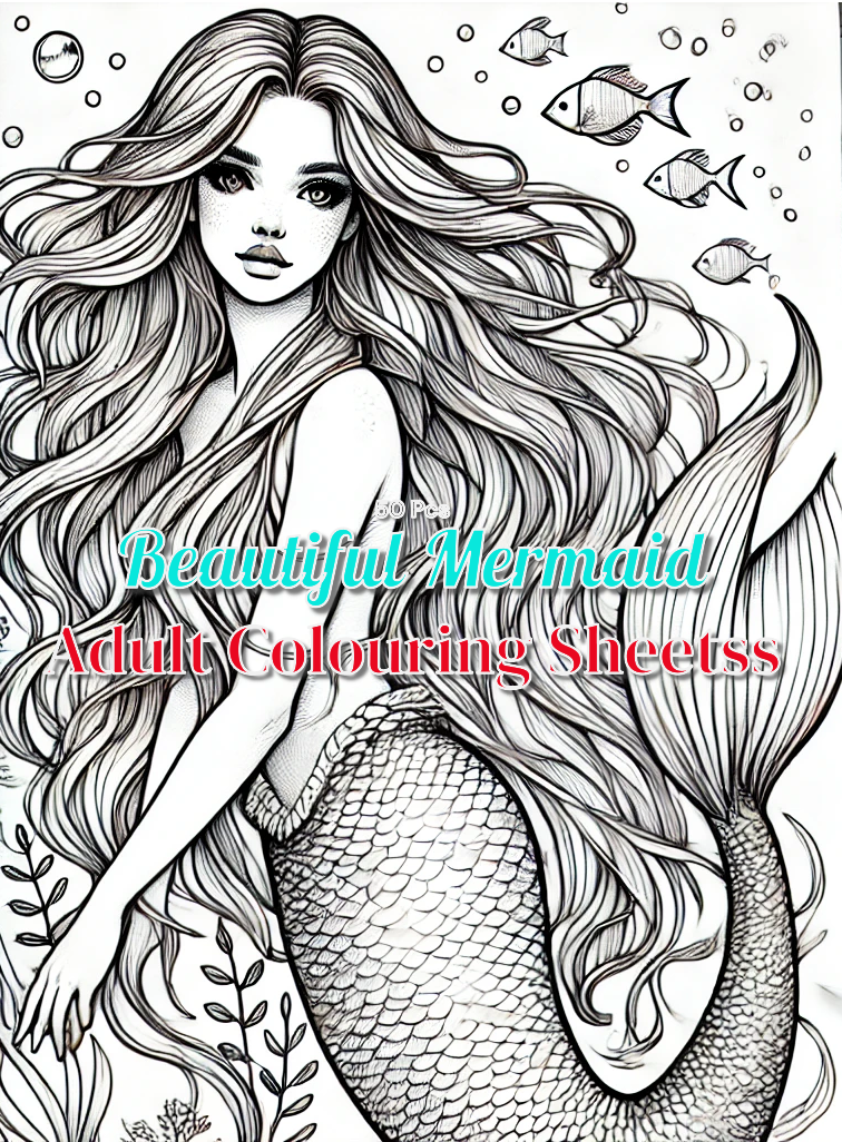 Beautiful Mermaids Printable Adult Coloring Sheets