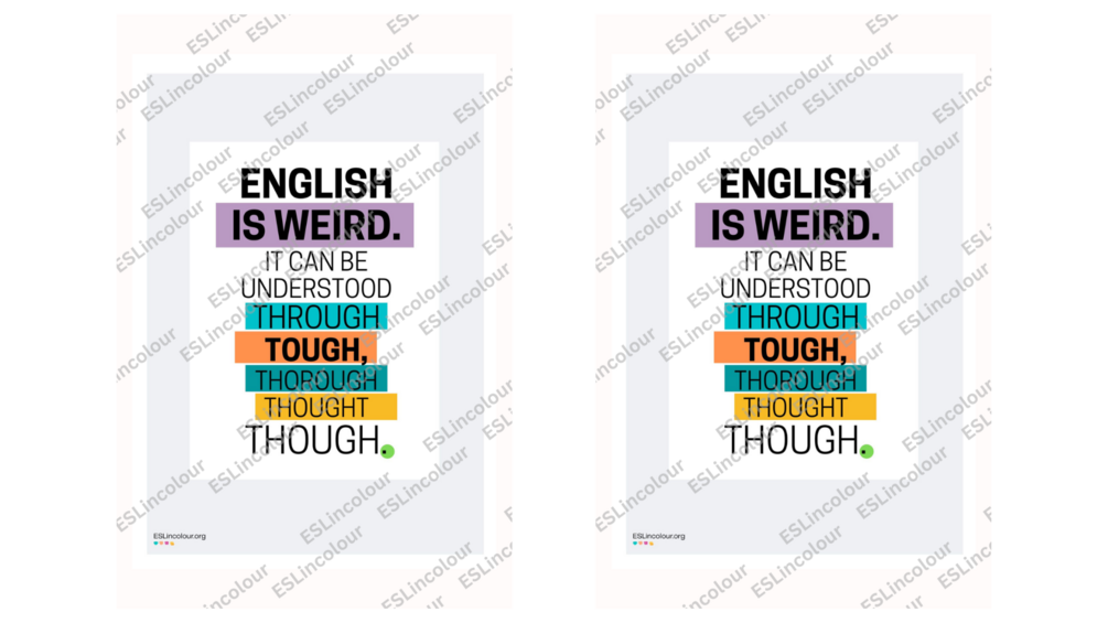 English is Weird - Fun ESL Classroom Poster Printable PDF