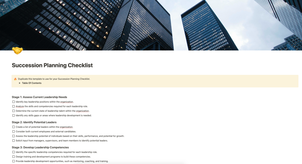 Notion - Succession Planning Checklist Template