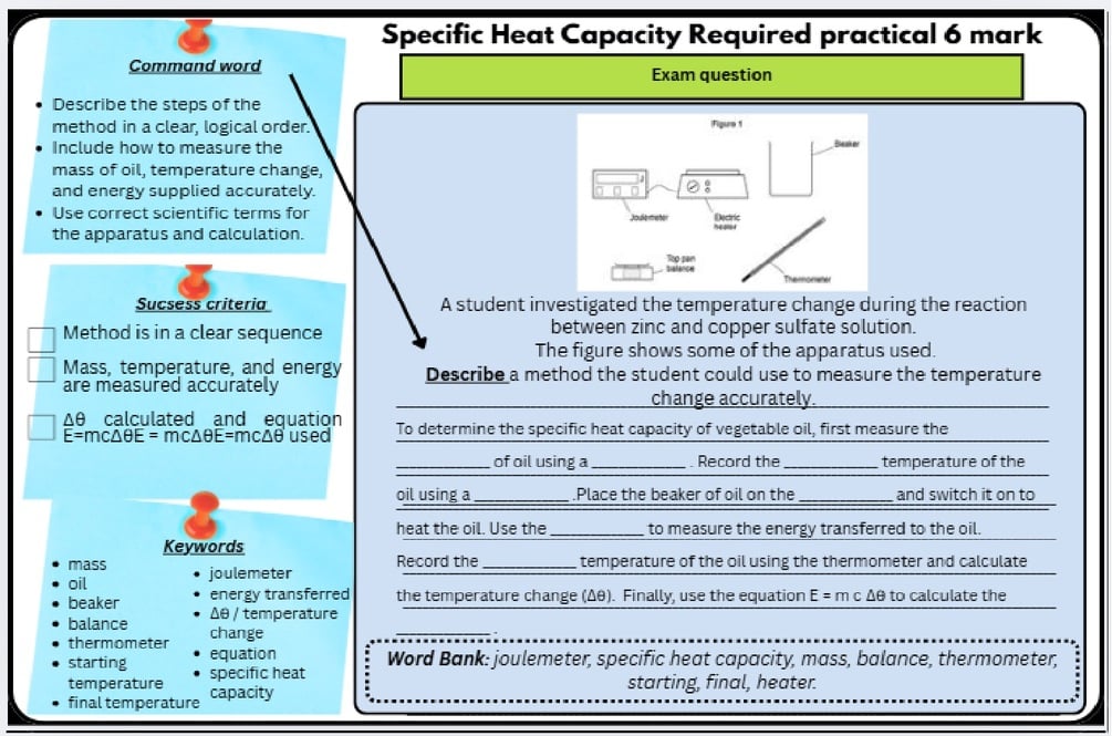 GCSE Physics Required Practical: Specific Heat Capacity (6-Mark Exam ...