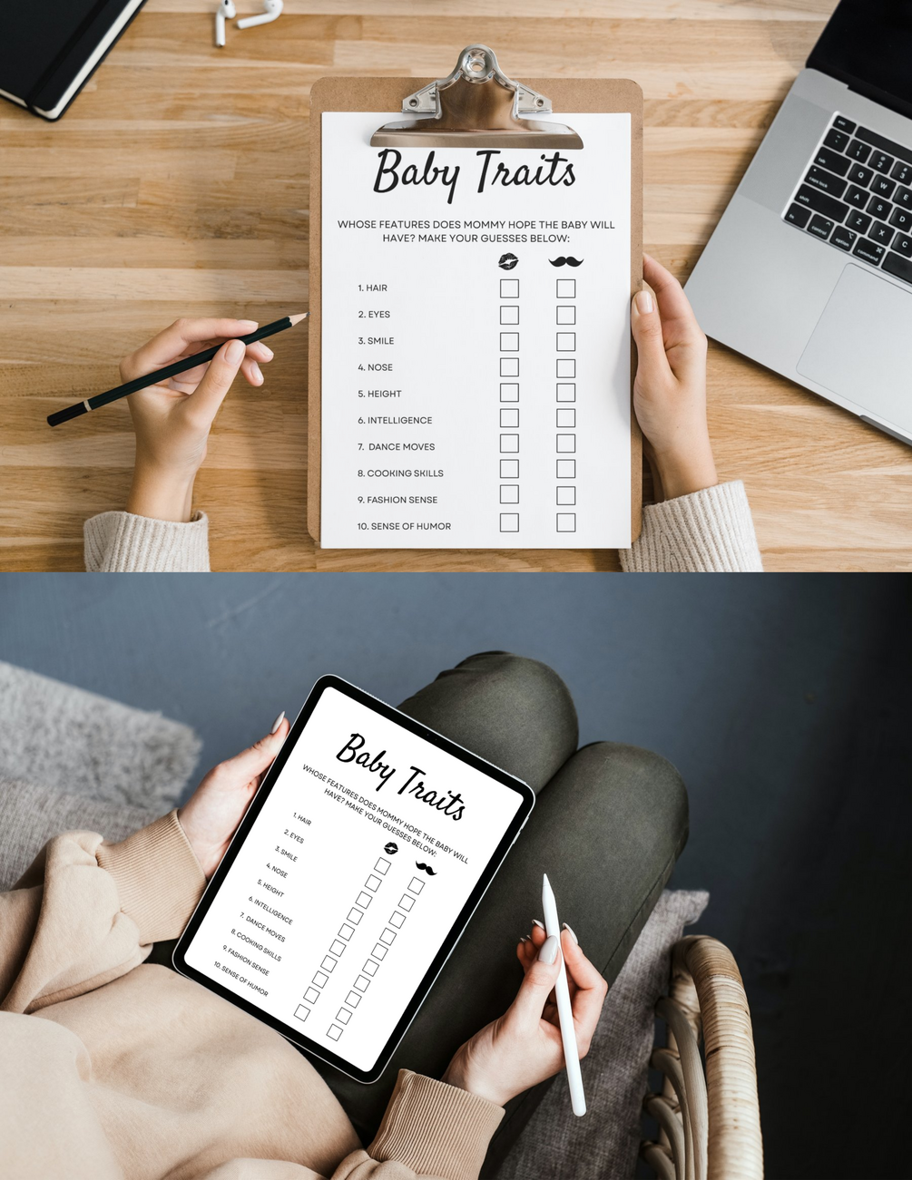 Baby Shower Games! - Baby Traits - Printable Party Activities, Gender ...