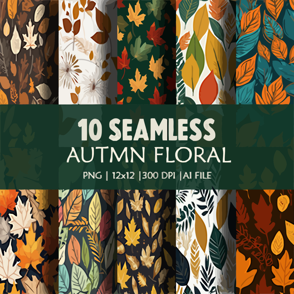 Seamless Autmn floral pattern flower autmn laves