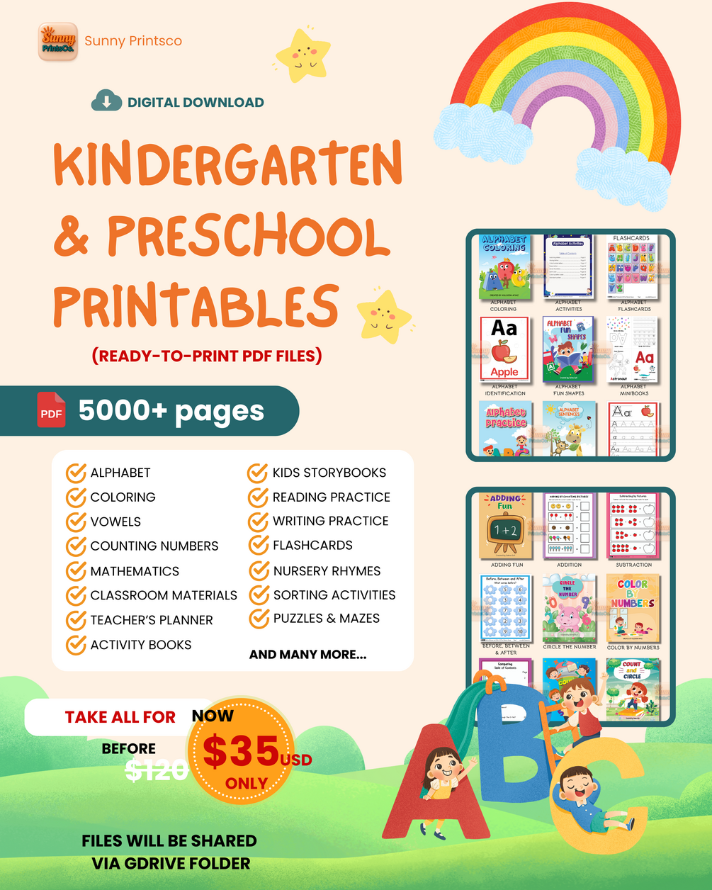 Kindergarten & Preschool 5000+ Worksheets Mega Bundle